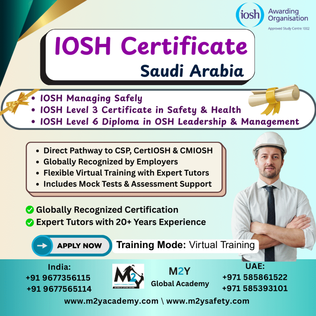IOSH Certificate in Saudi Arabia | IOSH Courses with M2Y